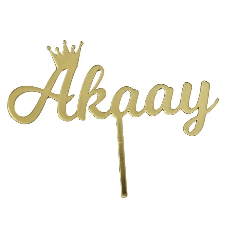Personalized Crown Cake Topper with Name for Cake Decoration
